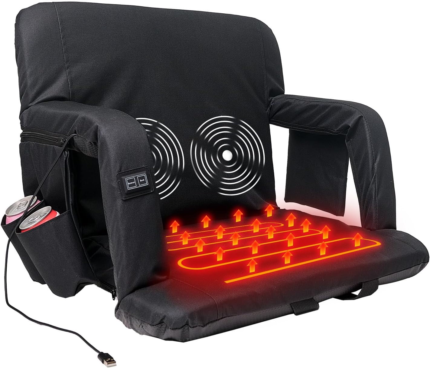 Slsy Heated Massage Stadium Seats 1PCS, 21 Inche Folding Bleacher Chair ...