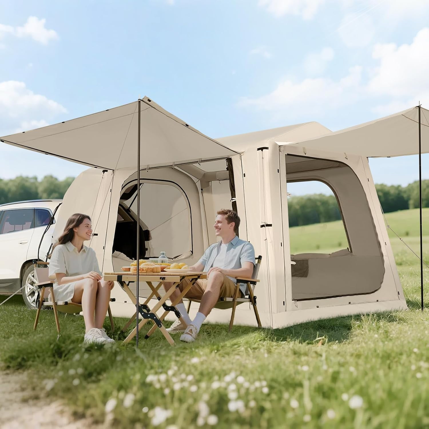 Slsy Inflatable SUV Tent for Camping 6-8 People, 9.8 x8.2ft SUV Tent ...