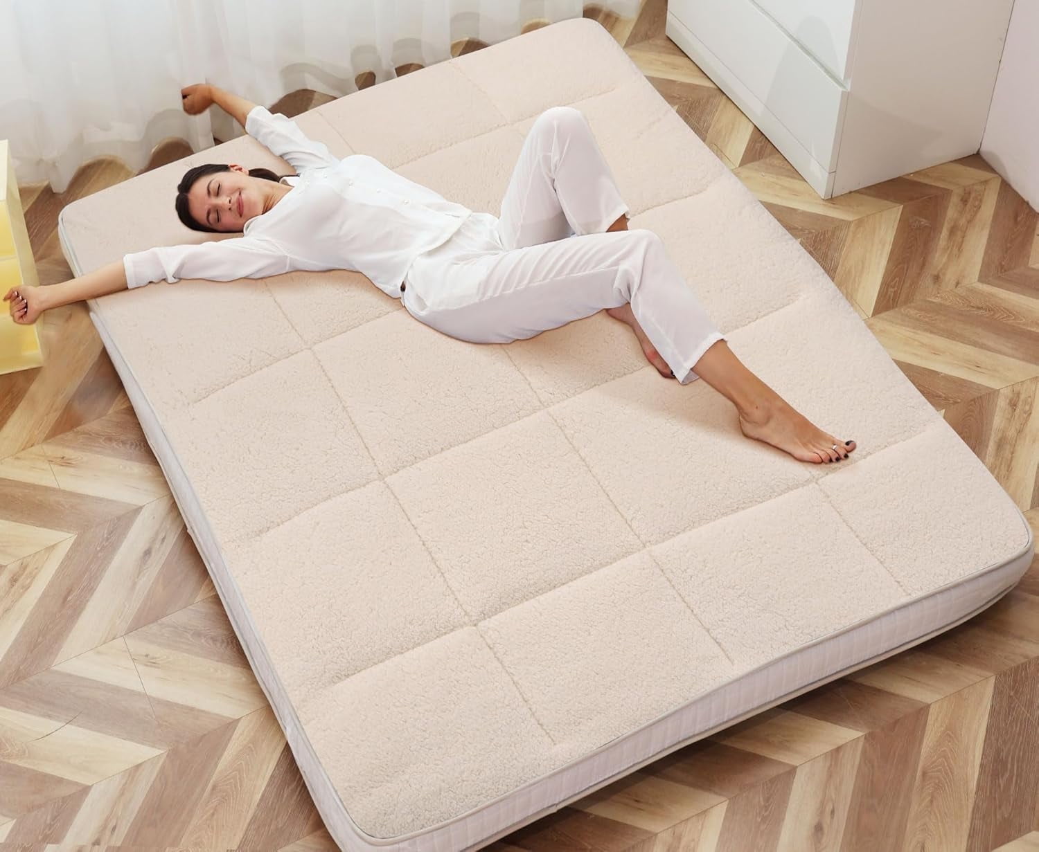 Slsy Sherpa Japanese Floor Mattress, Twin/Full/Queen Size Futon ...