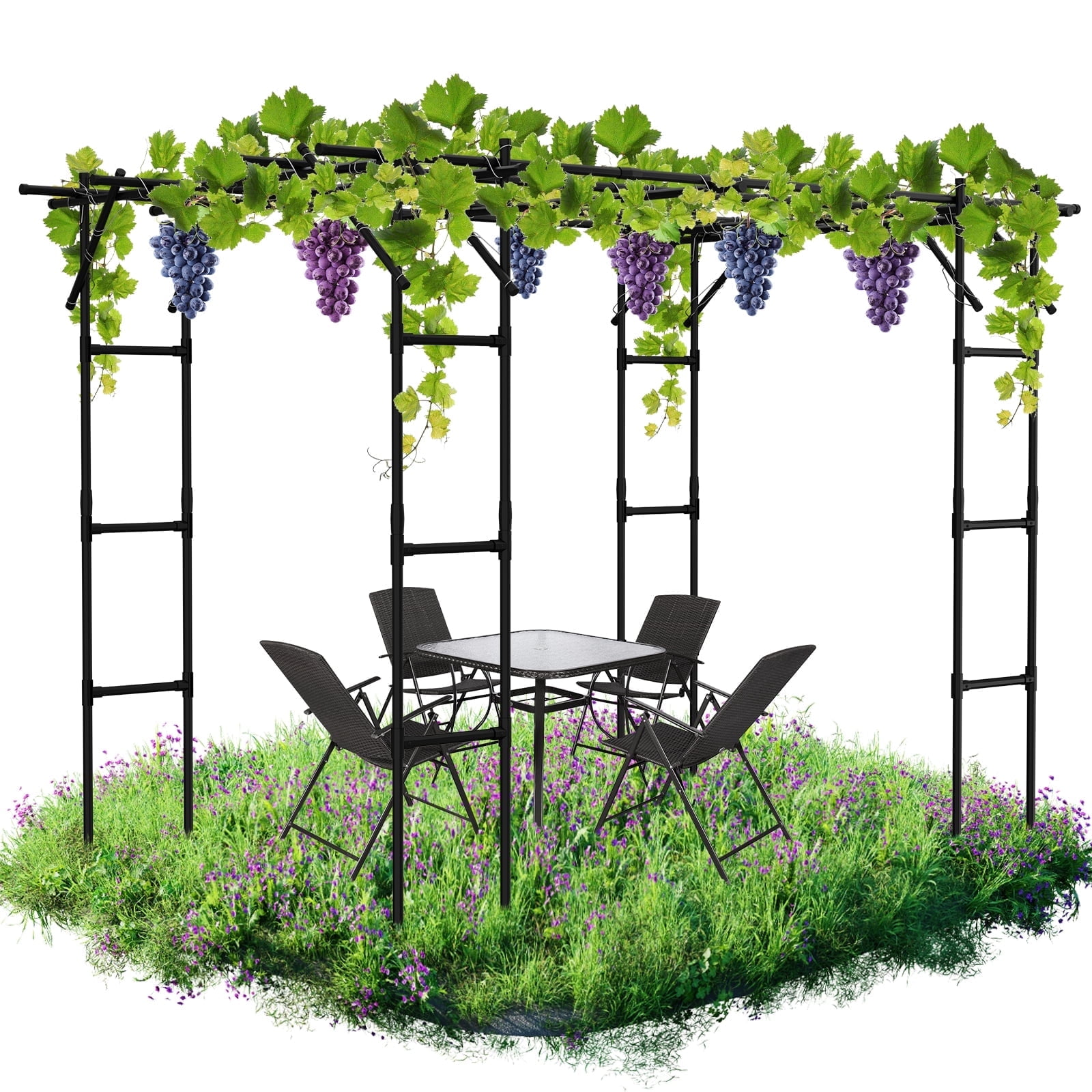 Slsy Large Tall Grape Vine Support Arch Arbor Trellis, 87" H x 118" L x ...