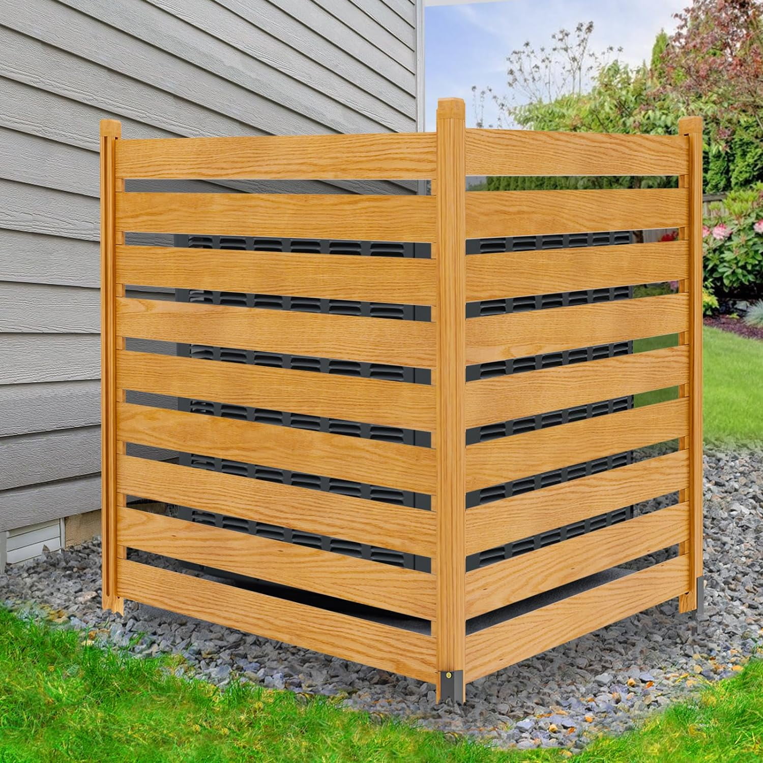Slsy Outdoor Privacy Fence Screen Panels Kit with Metal Stakes, Air ...