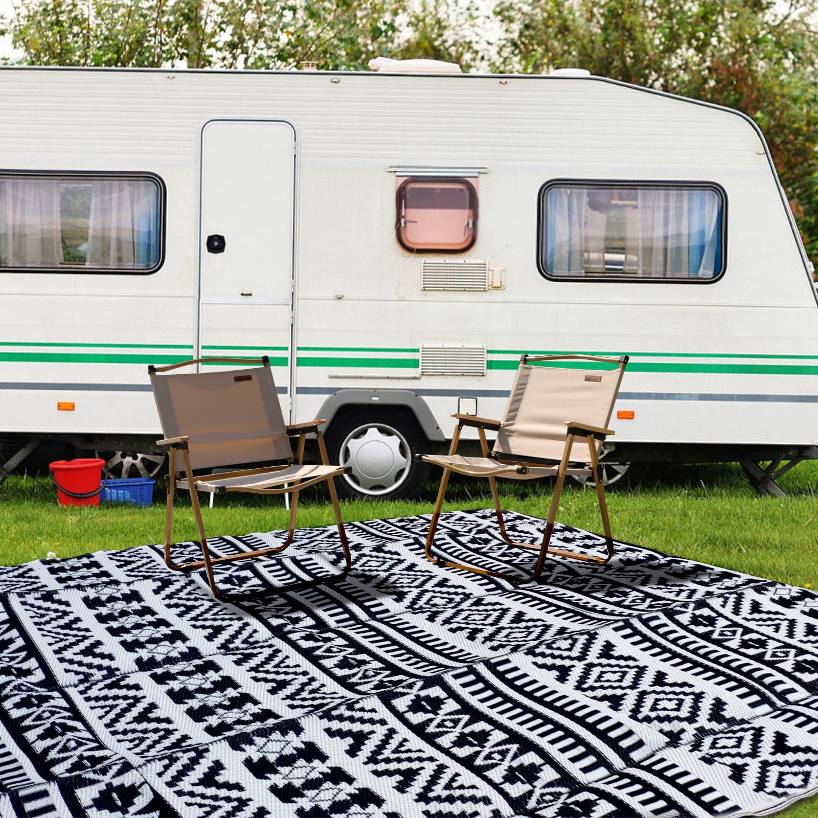 Slsy Outdoor RV Rug 9' x 12', Clearance Waterproof Reversible Mats ...