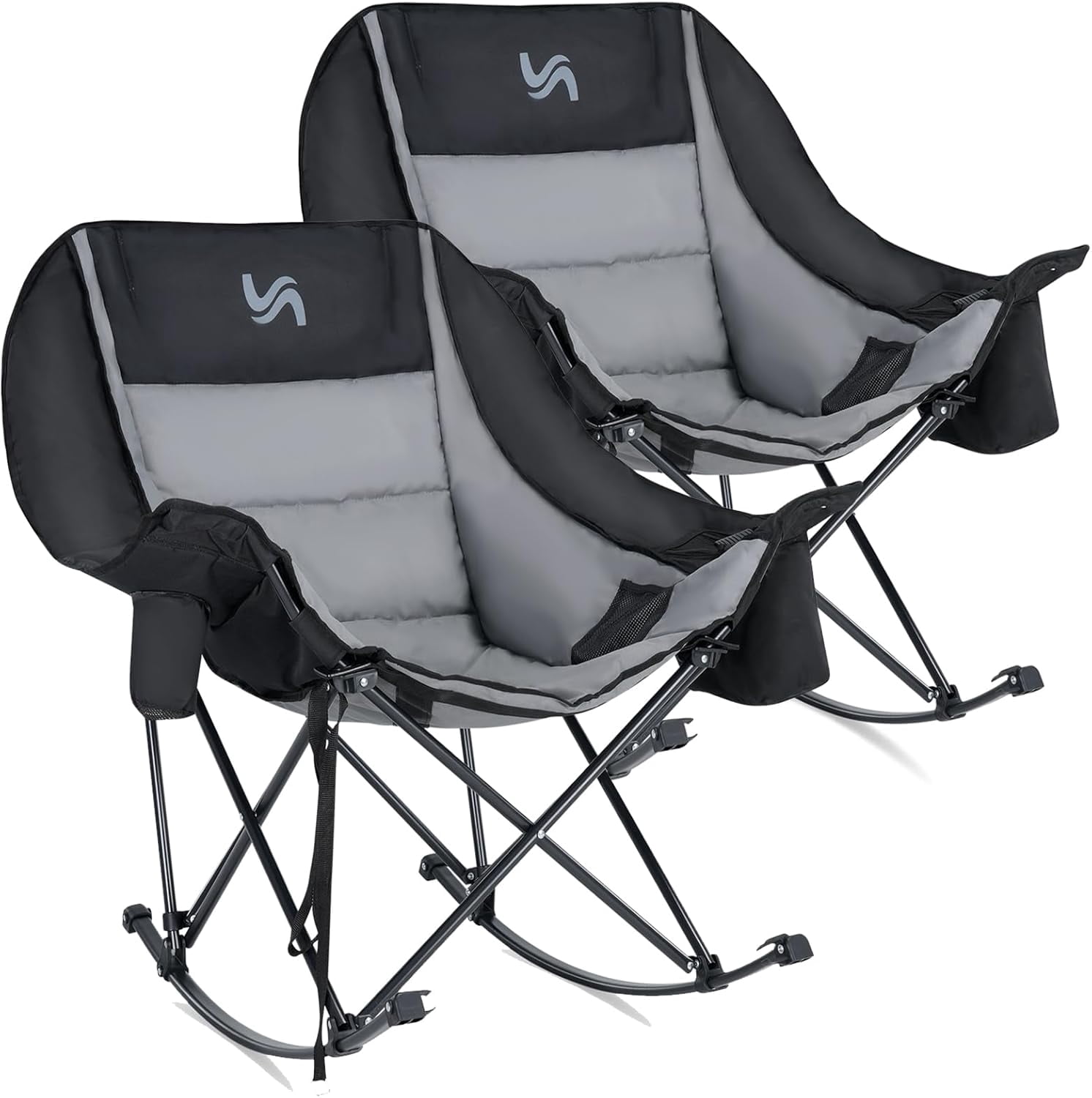 Slsy 2 Packs Oversized Rocking Camping Chair, Fully Padded Patio Chair ...