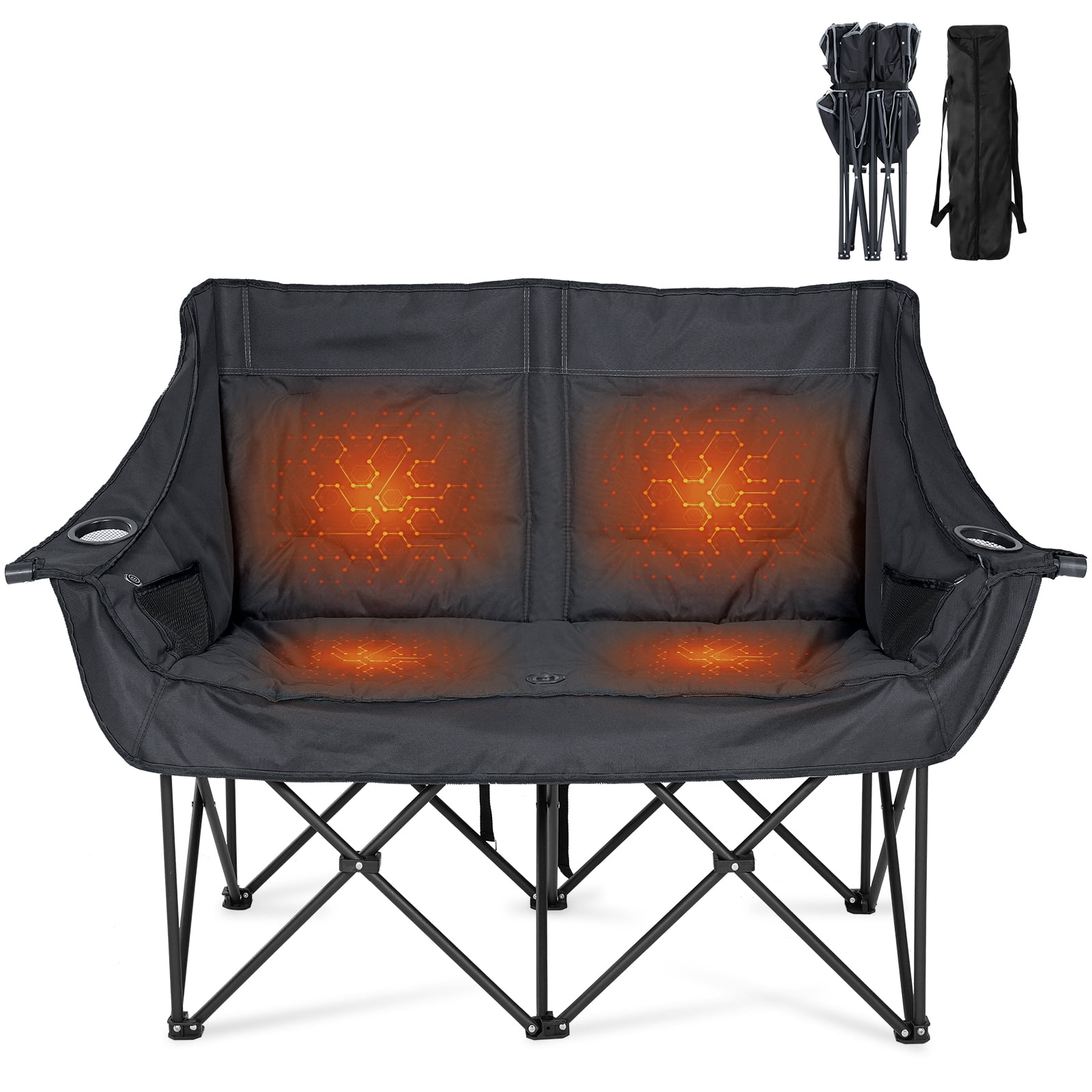 Slsy Oversized Heated Camping Chair Heats Back and Seat, 2 Person ...