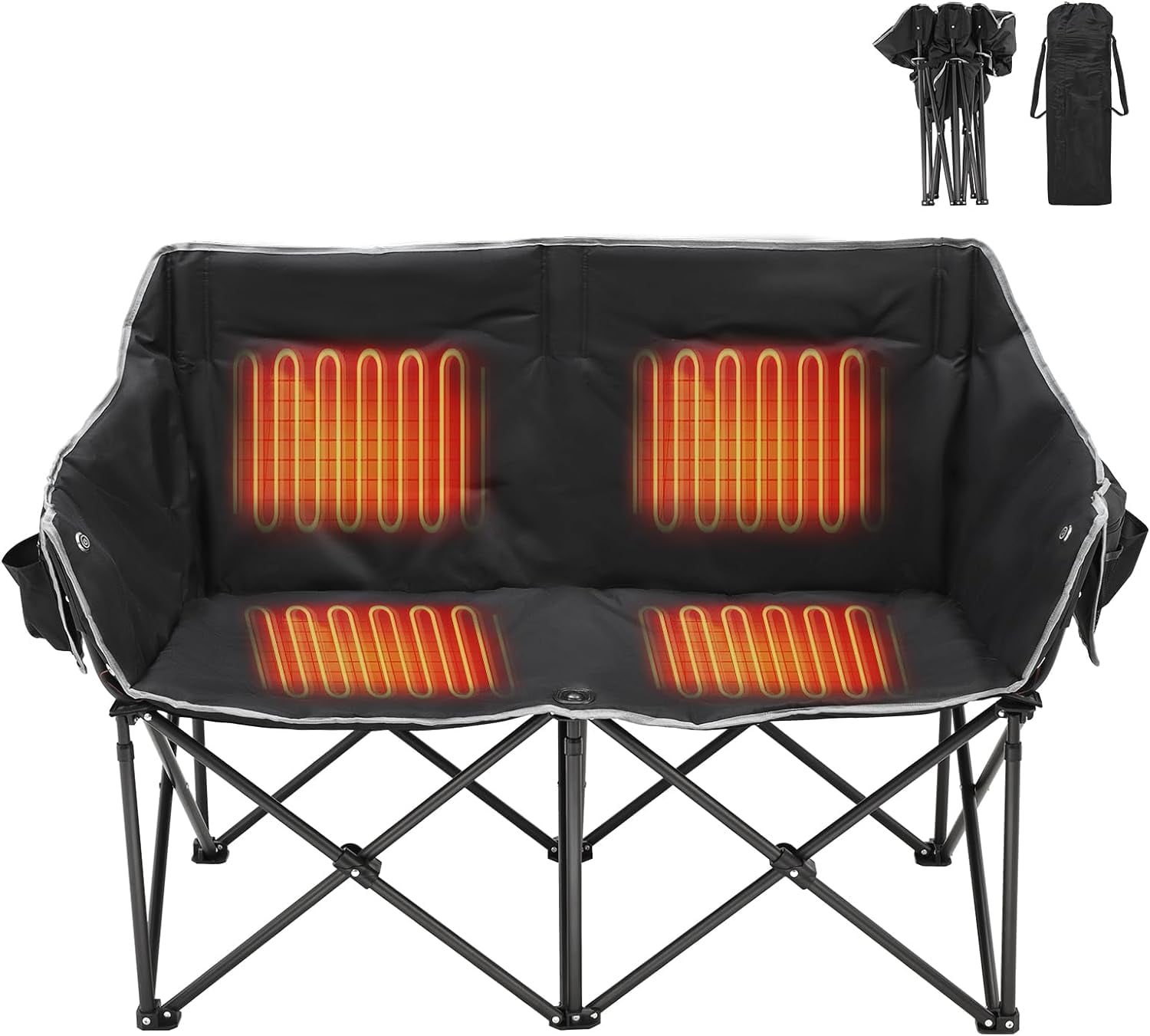 Slsy Oversized Heated Camping Chair Heats Back and Seat, Two Person ...