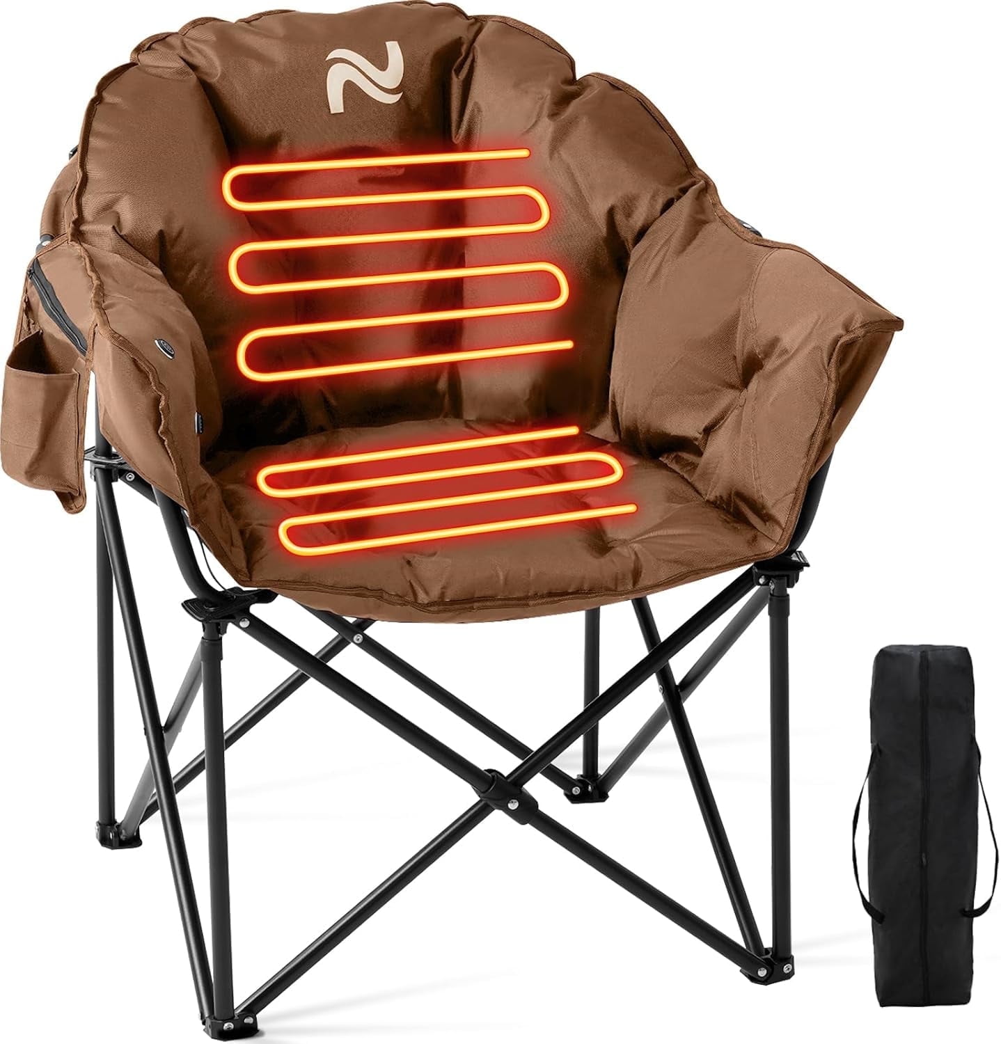 Slsy Oversized Heated Camping Chair, Padded Camp Chair with 3 Heat ...