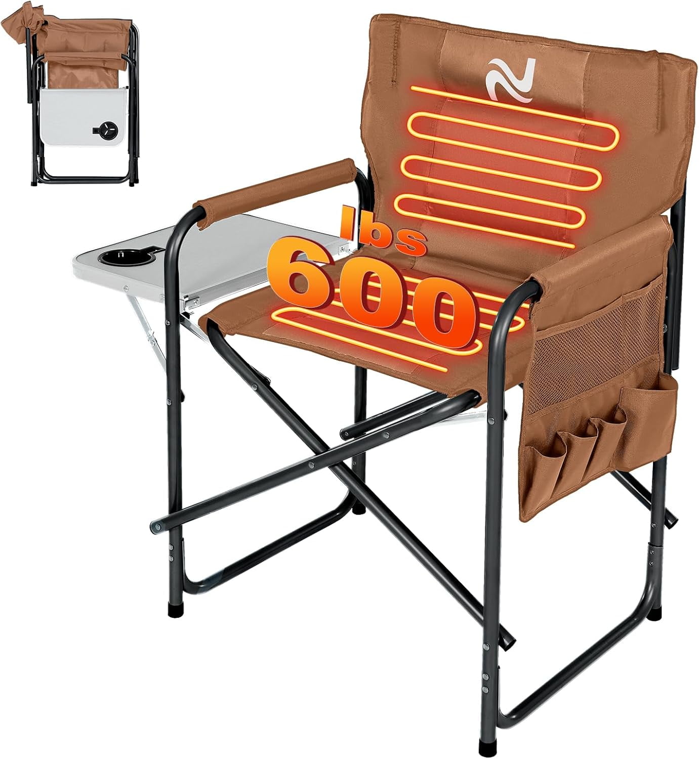 Slsy Oversized Heated Camping Chair, Portable Directors Chair with 3 ...