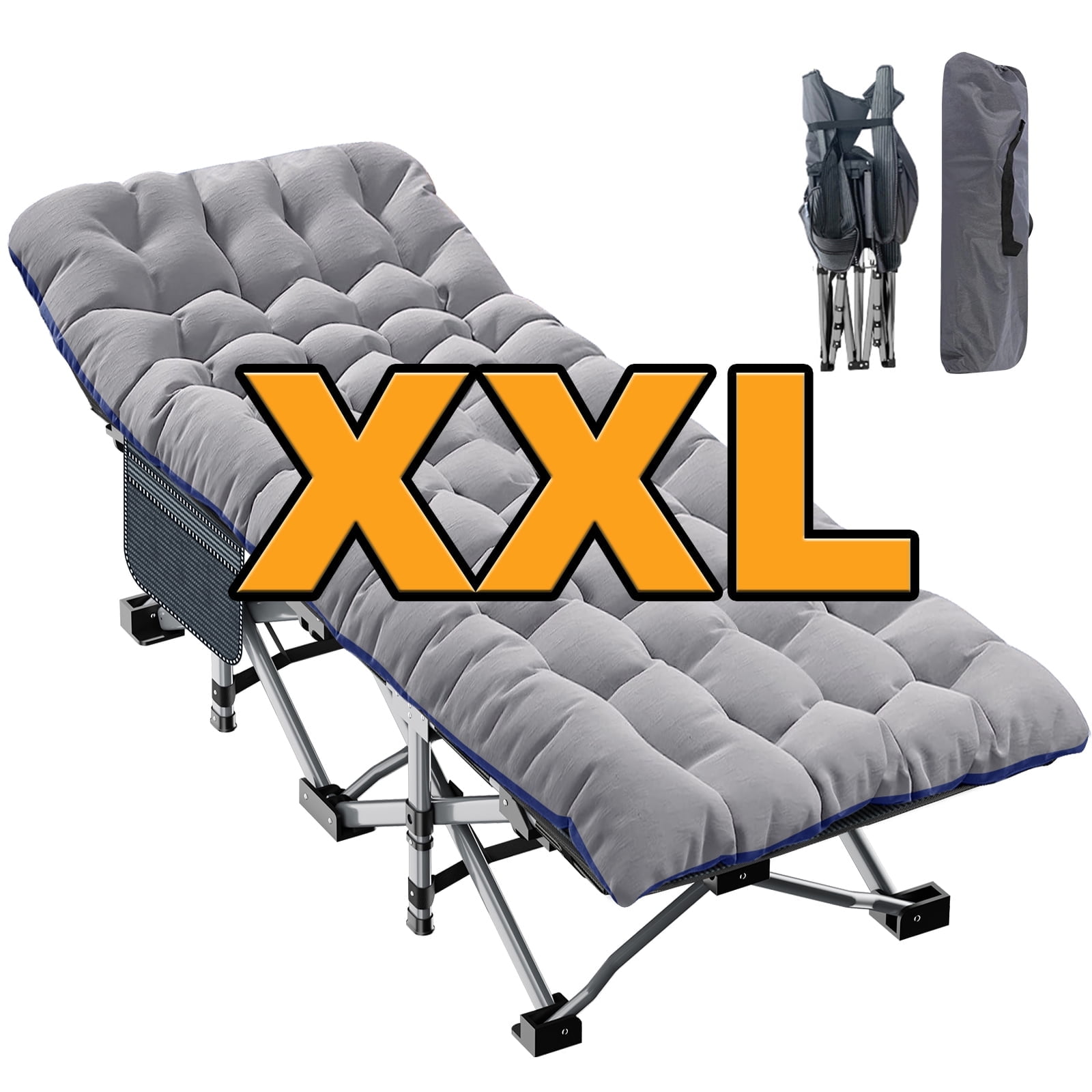 Slsy XXL Cushioned Portable Foldaway Bed, 32'' Wide Camping Cot with 3. ...
