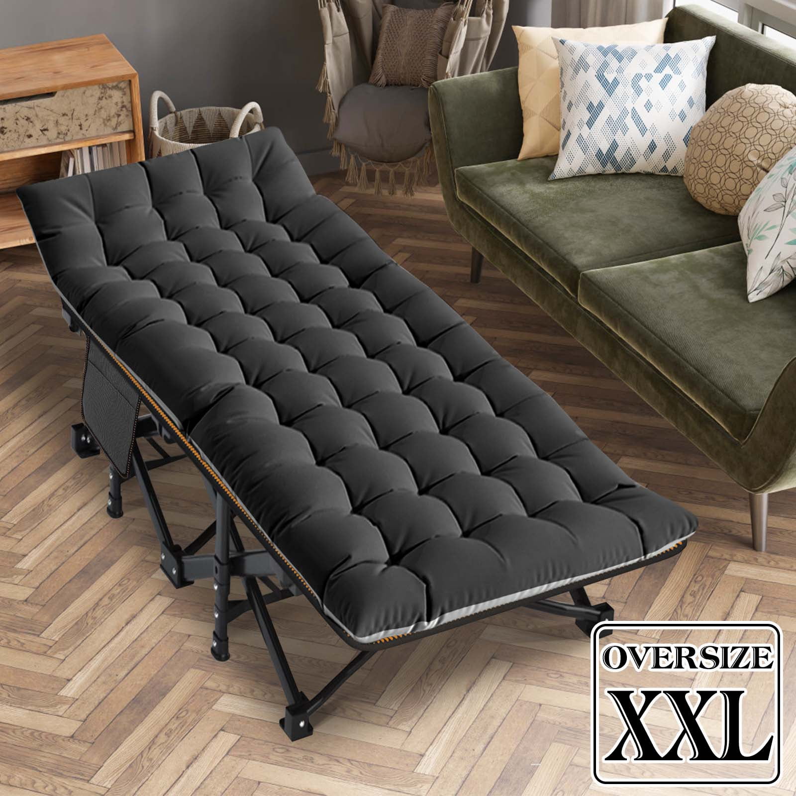 Slsy XXL Folding Camping Cot with 2-Sided Mattress, Extra Comfortable ...