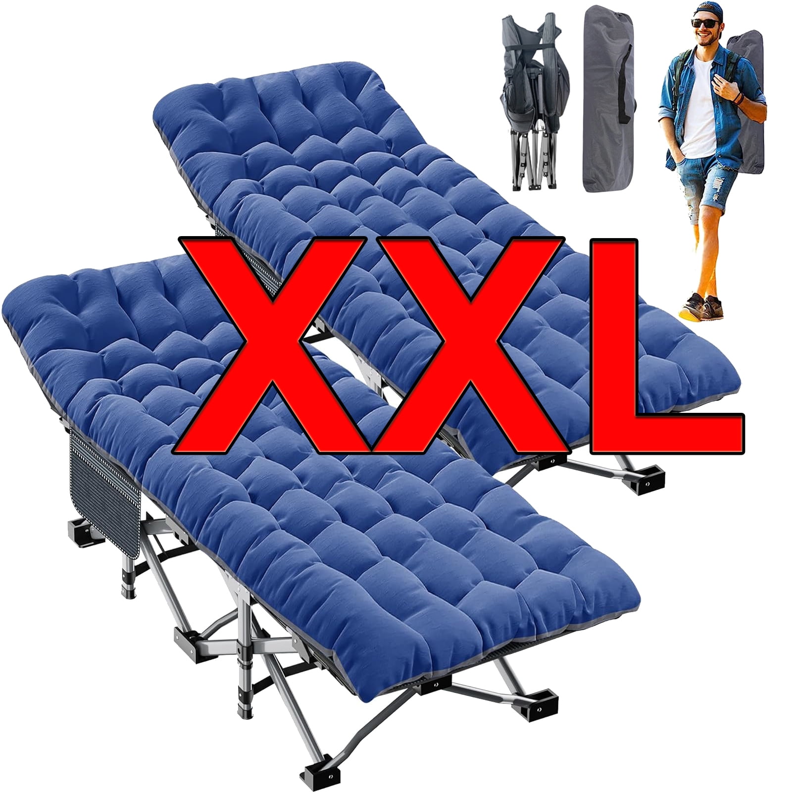 "Slsy XXL Foldable Camping Cot, 2 Pack 32"" Wide, 900lbs Weight ...