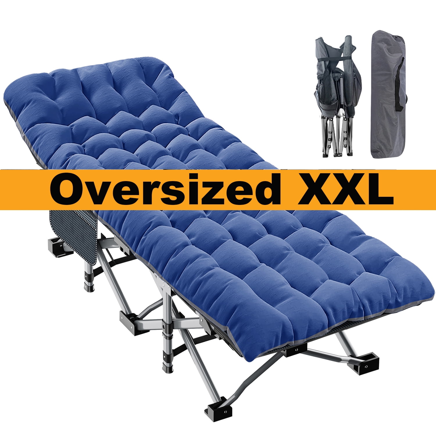 Slsy Oversized XXL Folding Camping Cots with 3.3 Inch 2 Sided Mattress ...
