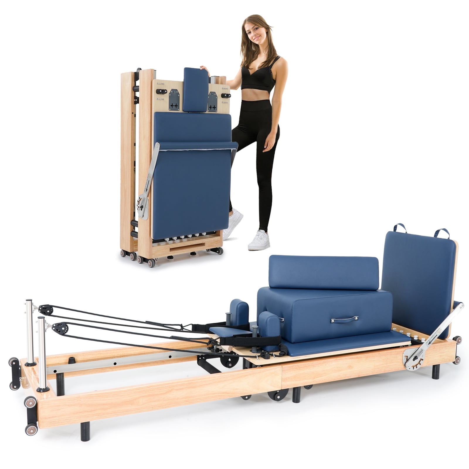 Slsy Pilates Reformer Machine, Oak Wood Home Pilates Equipment ...
