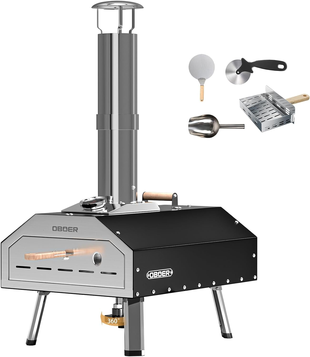 Slsy Portable Pizza Oven Outdoor, 13" Upgrade Rotatable Pizza Ovens ...