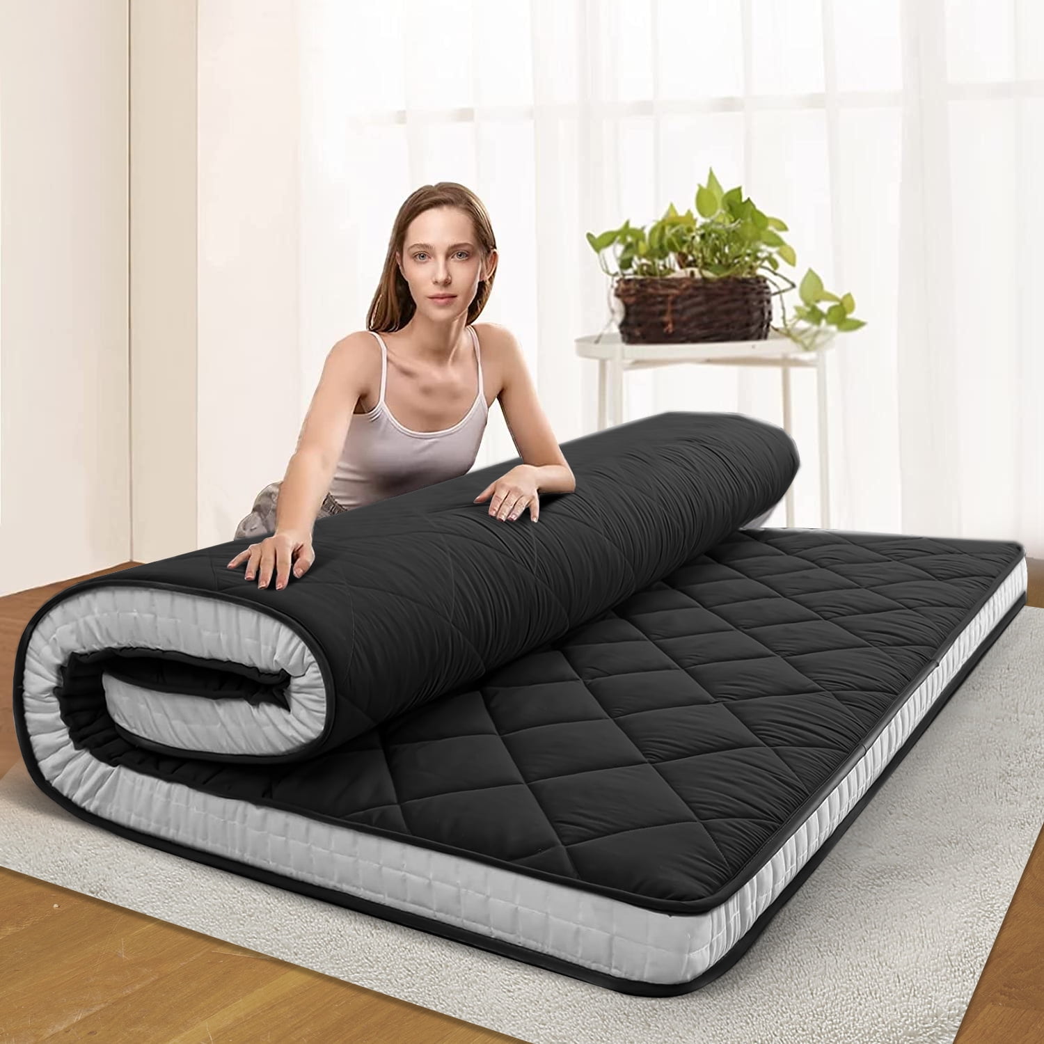 SLSY Extra Thick Padded Futon Mattress, Japanese Quilted Floor Mattress ...