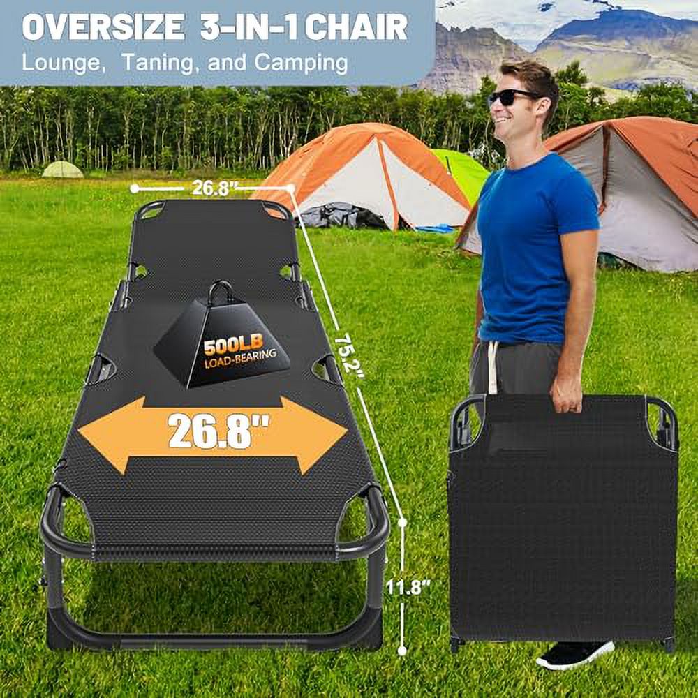 Slsy Sleeping Cots for Adults, 5-Position Folding Chaise Lounge Chairs ...