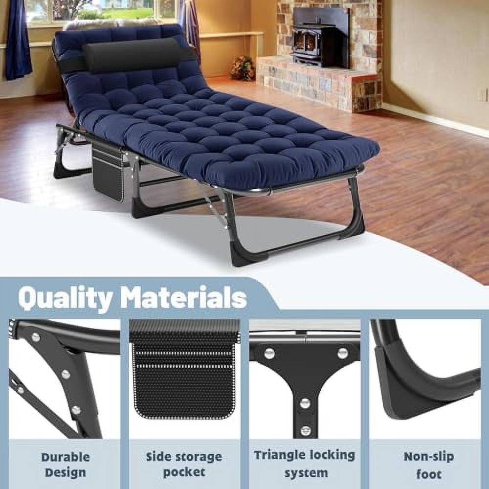 Slsy Sleeping Cots for Adults, 5-Position Folding Chaise Lounge Chairs ...