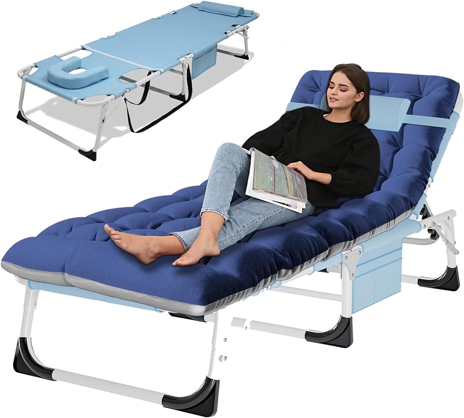 Slsy Adjustable Tanning Chair, 5-Position, Removable Cushion, Side ...