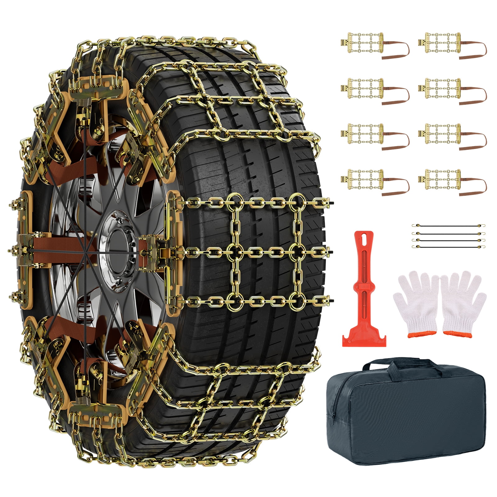 Slsy Heavy Duty Snow Chains, 6 Pack, Adjustable Universal, Tire Width ...