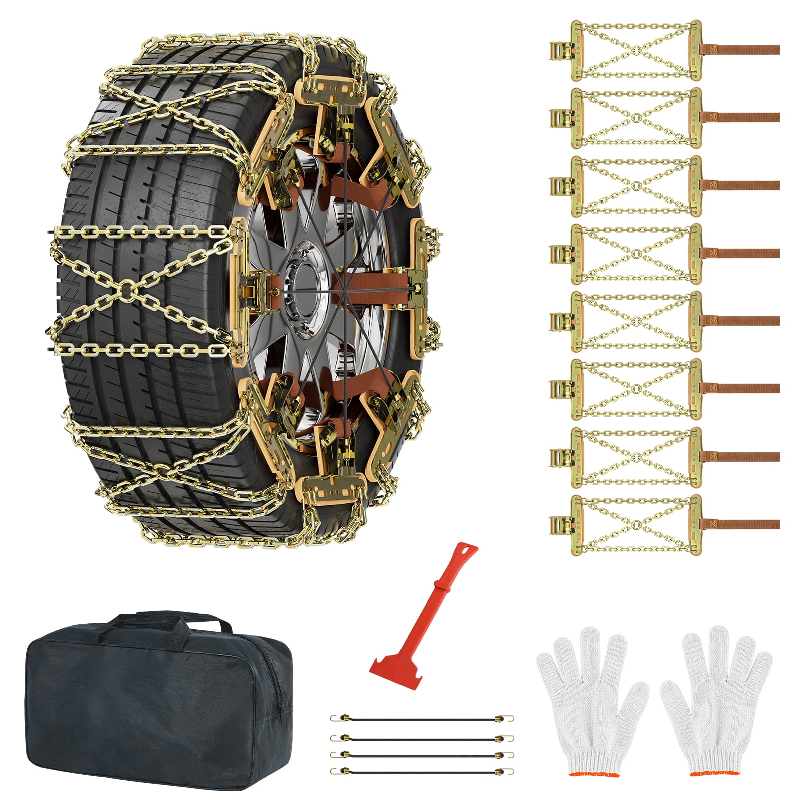 Slsy 6-Pack SUV/Truck Snow Chains, Adjustable 215mm-285mm, Universal ...