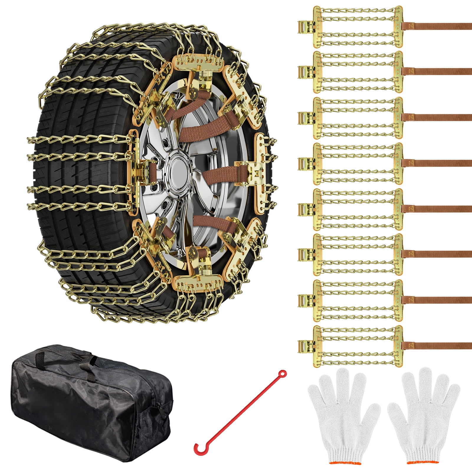 Slsy Upgraded Snow Chains 8 Pack, Tire Chains for Cars/SUVs/Pickup ...