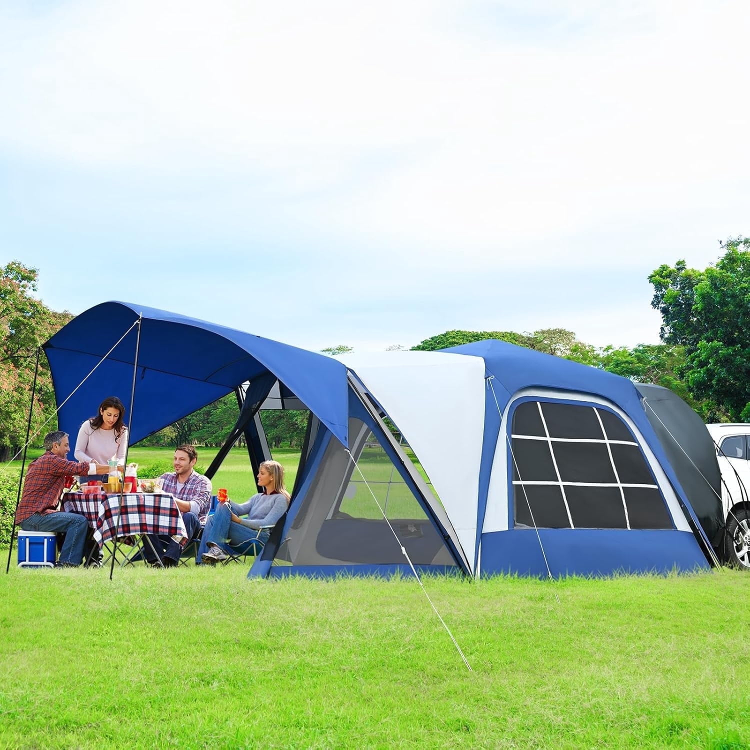 Slsy 6–8 Person SUV Camping Tent with Canopy & Vestibule, Waterproof ...