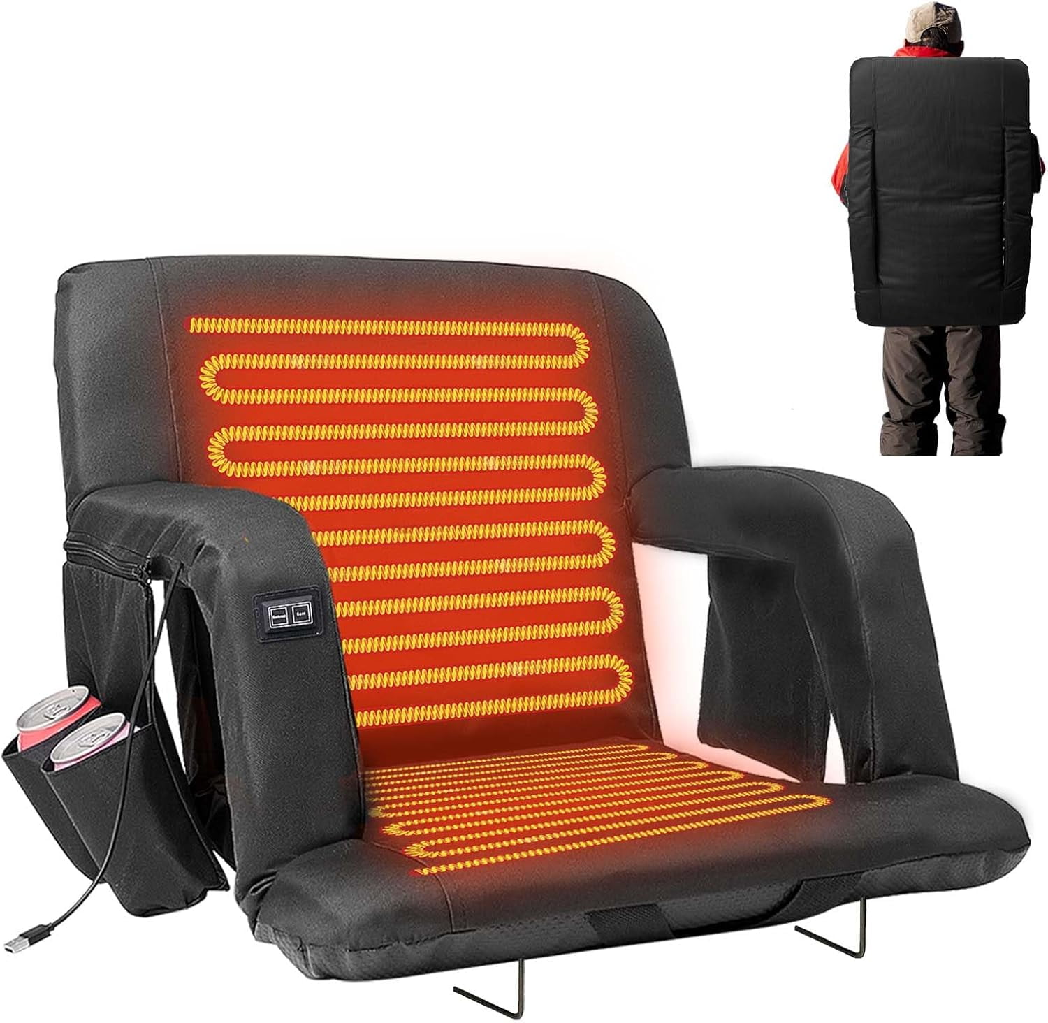 Slsy Dual-Sided Heated Stadium Seats for Bleachers with Back & Arm ...
