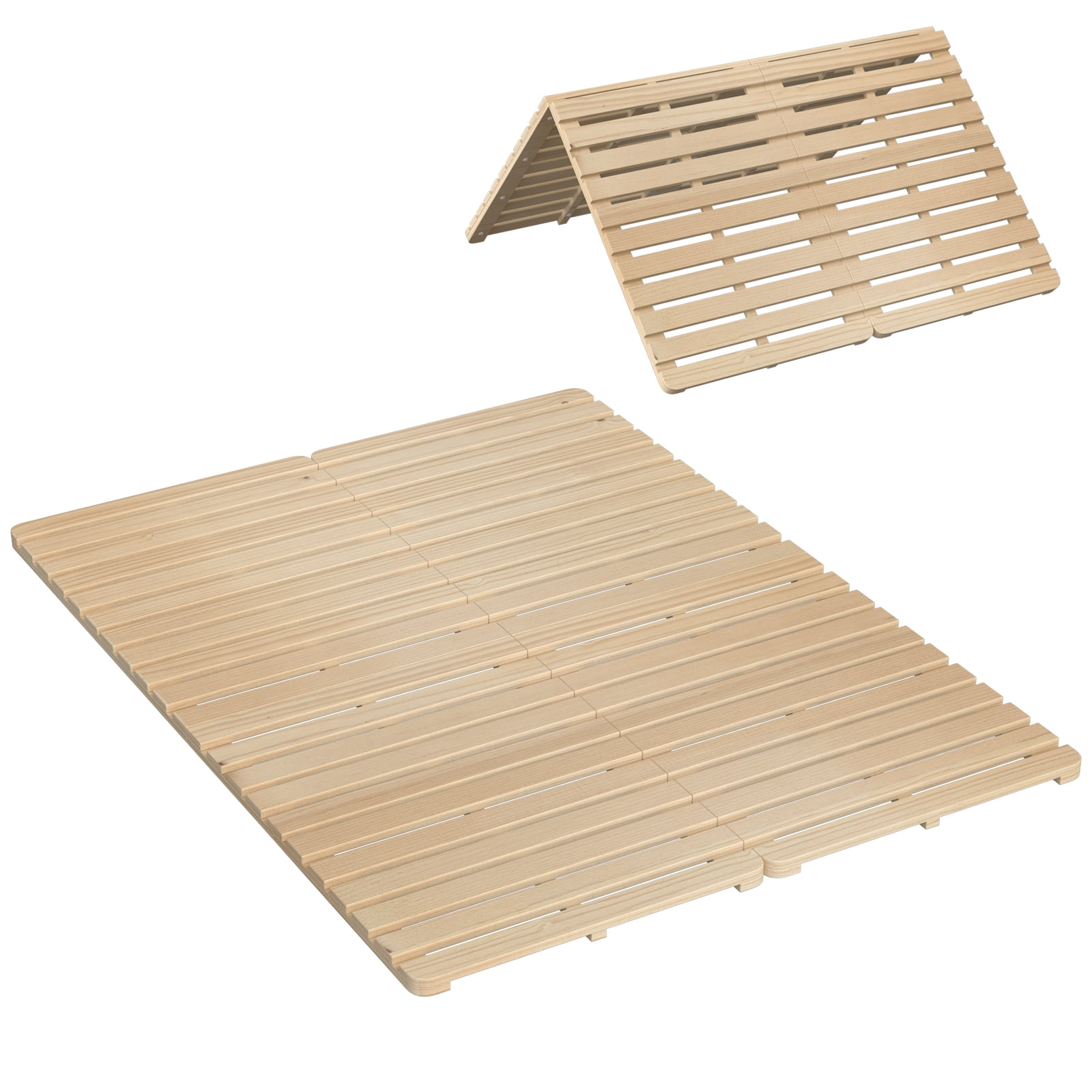 Slsy Wood Foldable Slatted Bed for Japanese Floor Futon Mattress, Solid ...