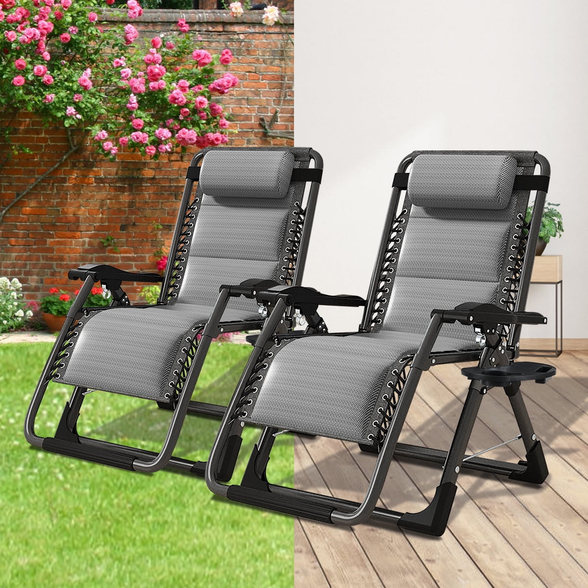 Slsy Oversized XL Zero-Gravity Chairs with Removable Cushion and ...