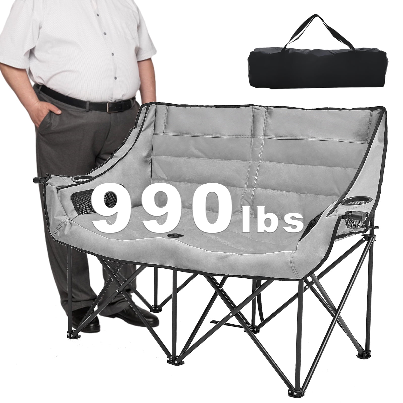 Slsy XXXL Oversized 2 Person Fully Padded Camping Chair, Folding ...