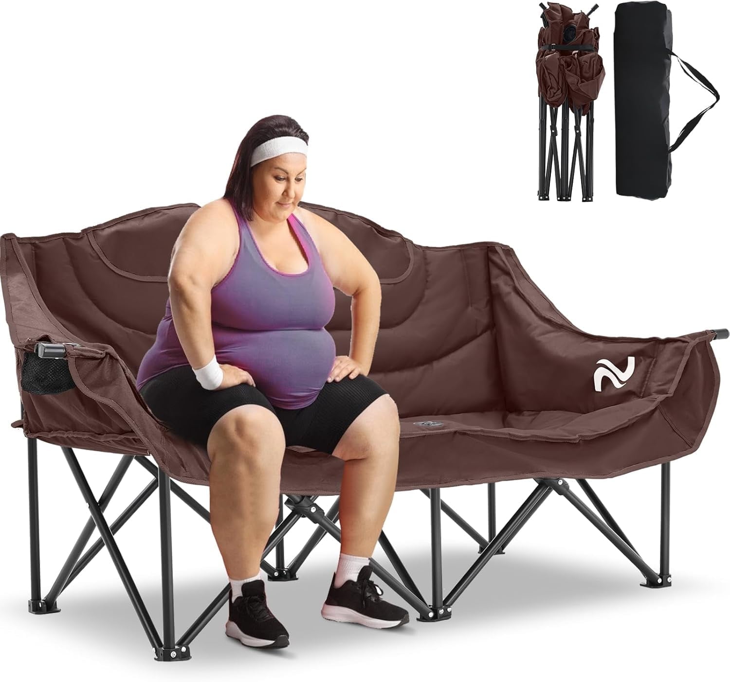 Slsy XXXL Oversized 2 Person Fully Padded Camping Chair, Folding ...