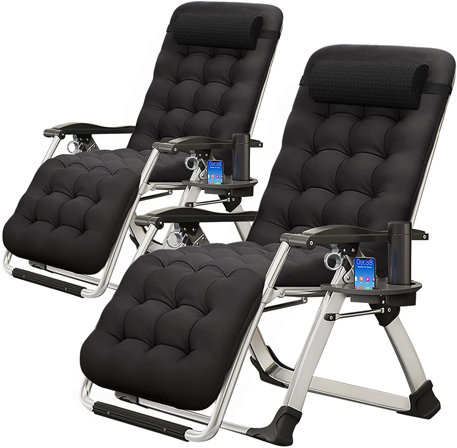 Slsy Outdoor Fabric Zero Gravity Chairs 2 Pack, Patio Recliners with ...