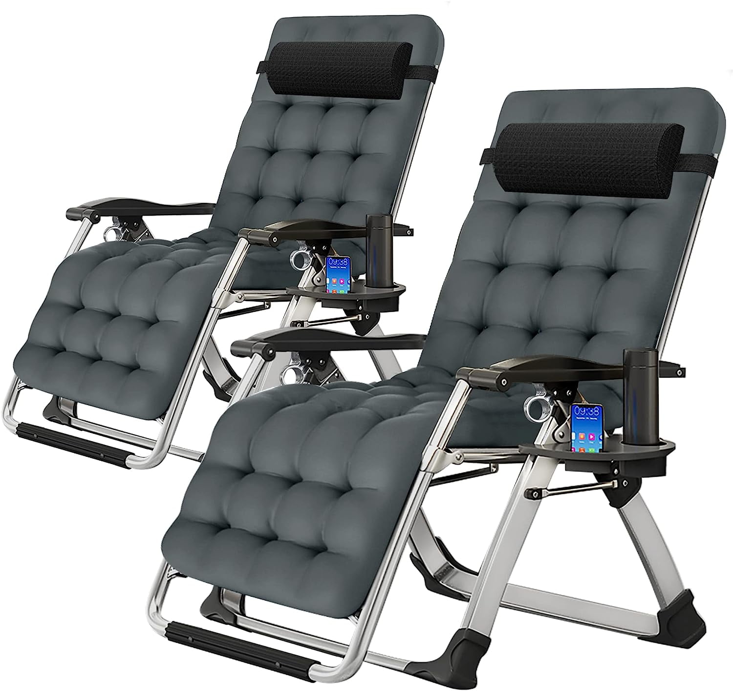 Slsy Zero Gravity Chair 2 Pack, Lawn Recliner, Set of 2 Reclining Patio ...