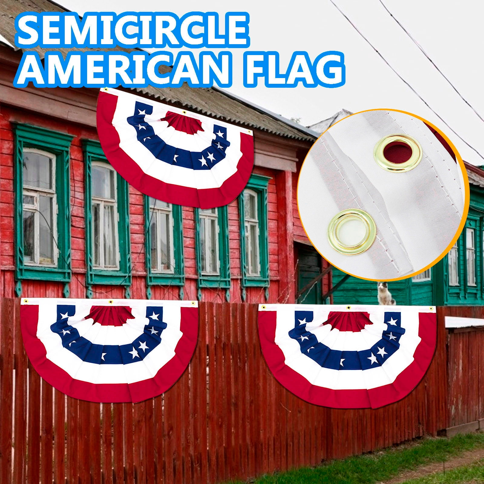 Sltwyw Double-Sided Patriotic Half Fan Flag - Polyester Memorial Day ...