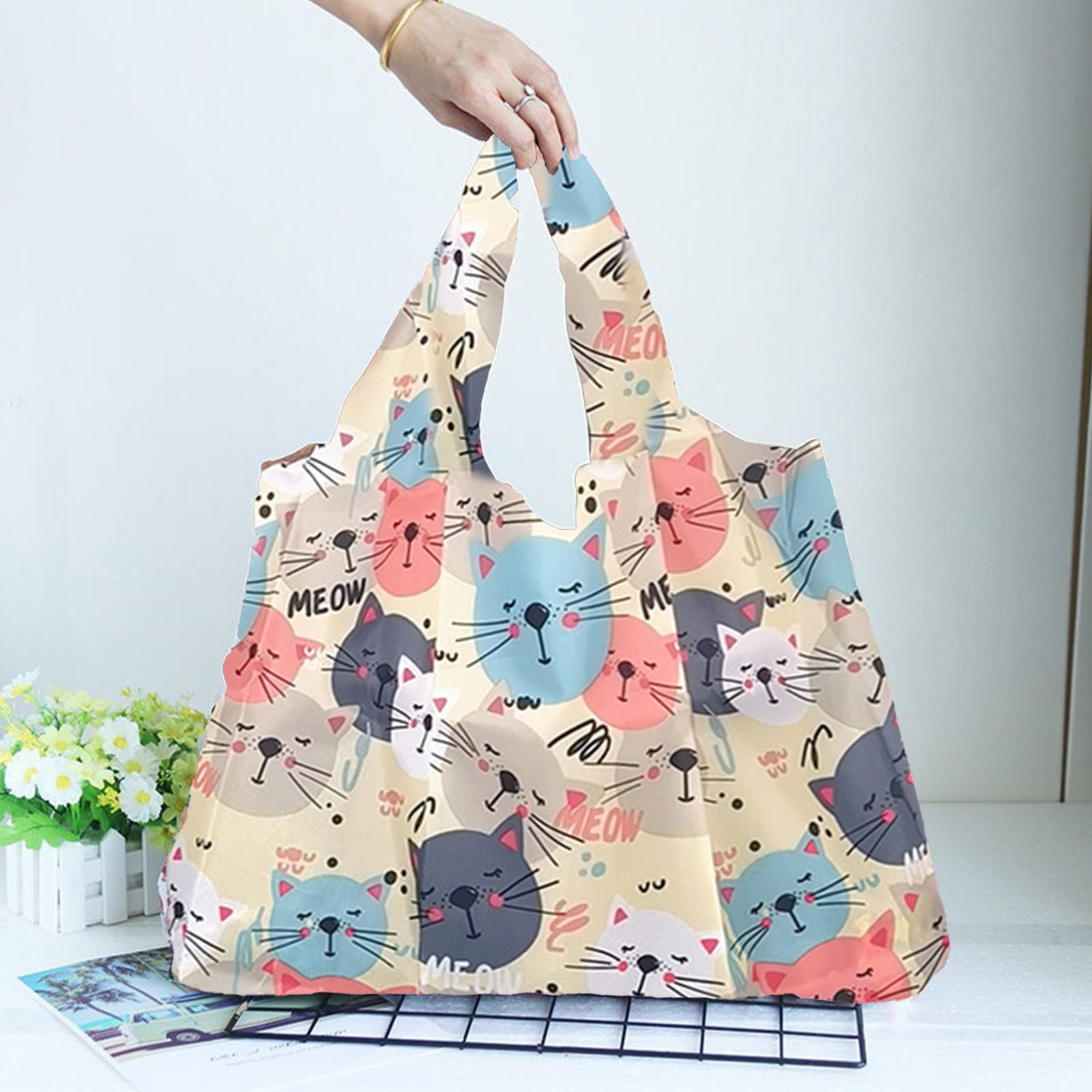 Sltwyw Nylon Reusable Shopping Bag with Hidden Pocket - Waterproof ...