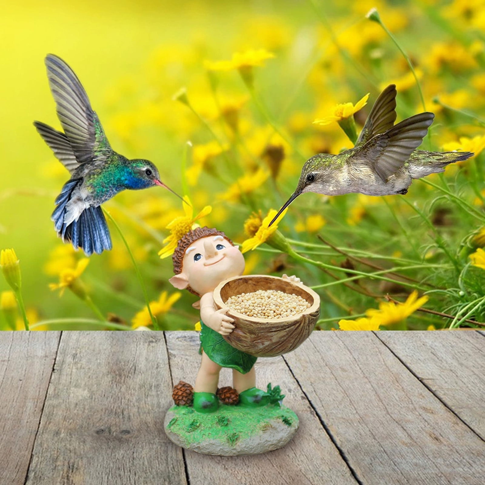 Sltwyw Outdoor Resin Bird Bath with Stake - Garden Decoration Feeder ...