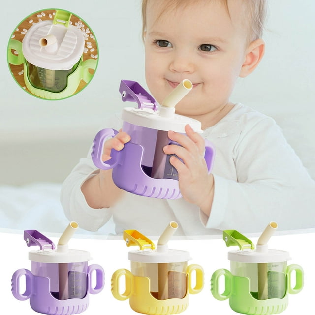 Sltwyw Weighted Straw Trainer Drinking Cup: Flip-Top Silica Gel Sippy Cup with Soft Spout; Leak ...