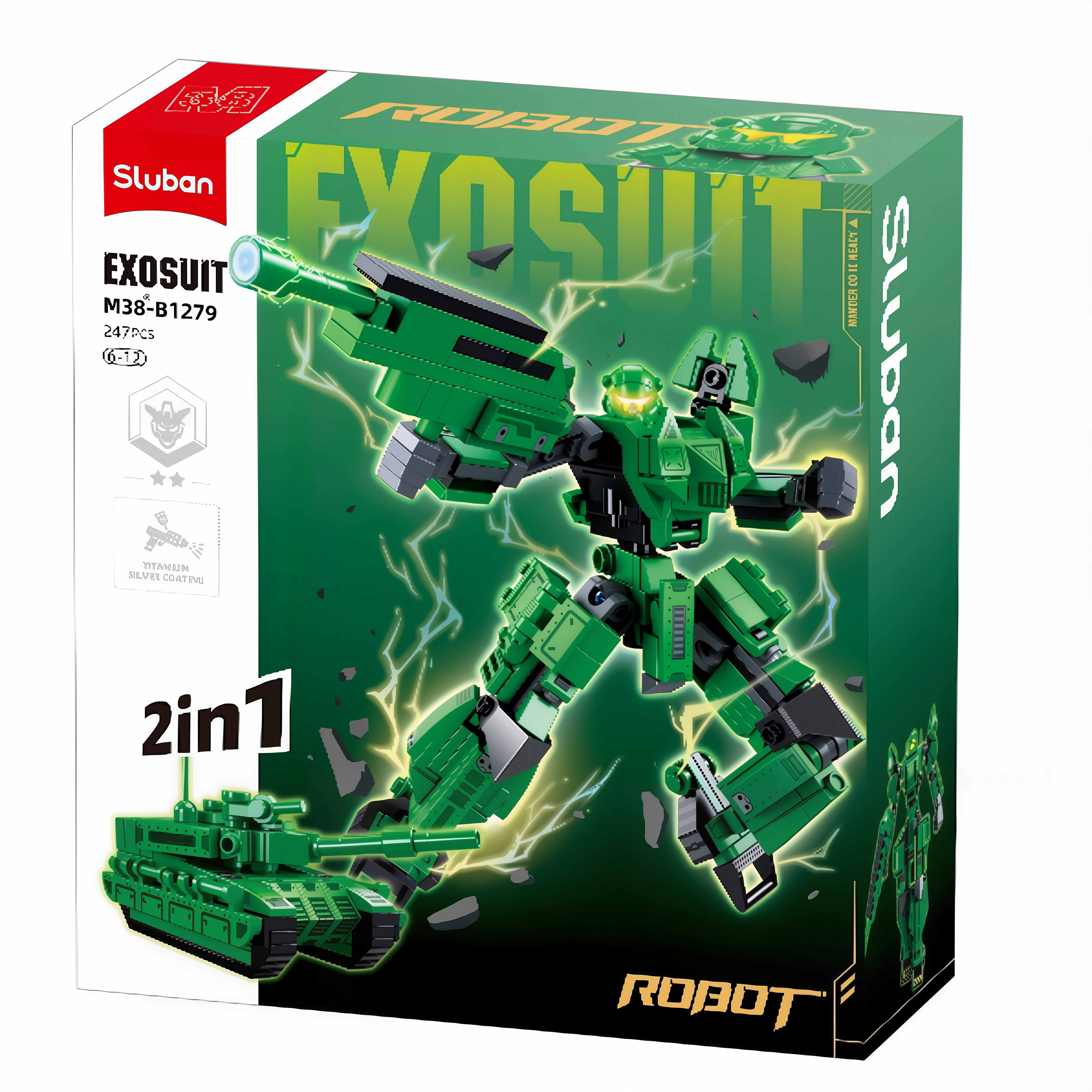 Sluban Exosuit Army Tank 2 in 1 Block set 247 pieces, Perfect for ...