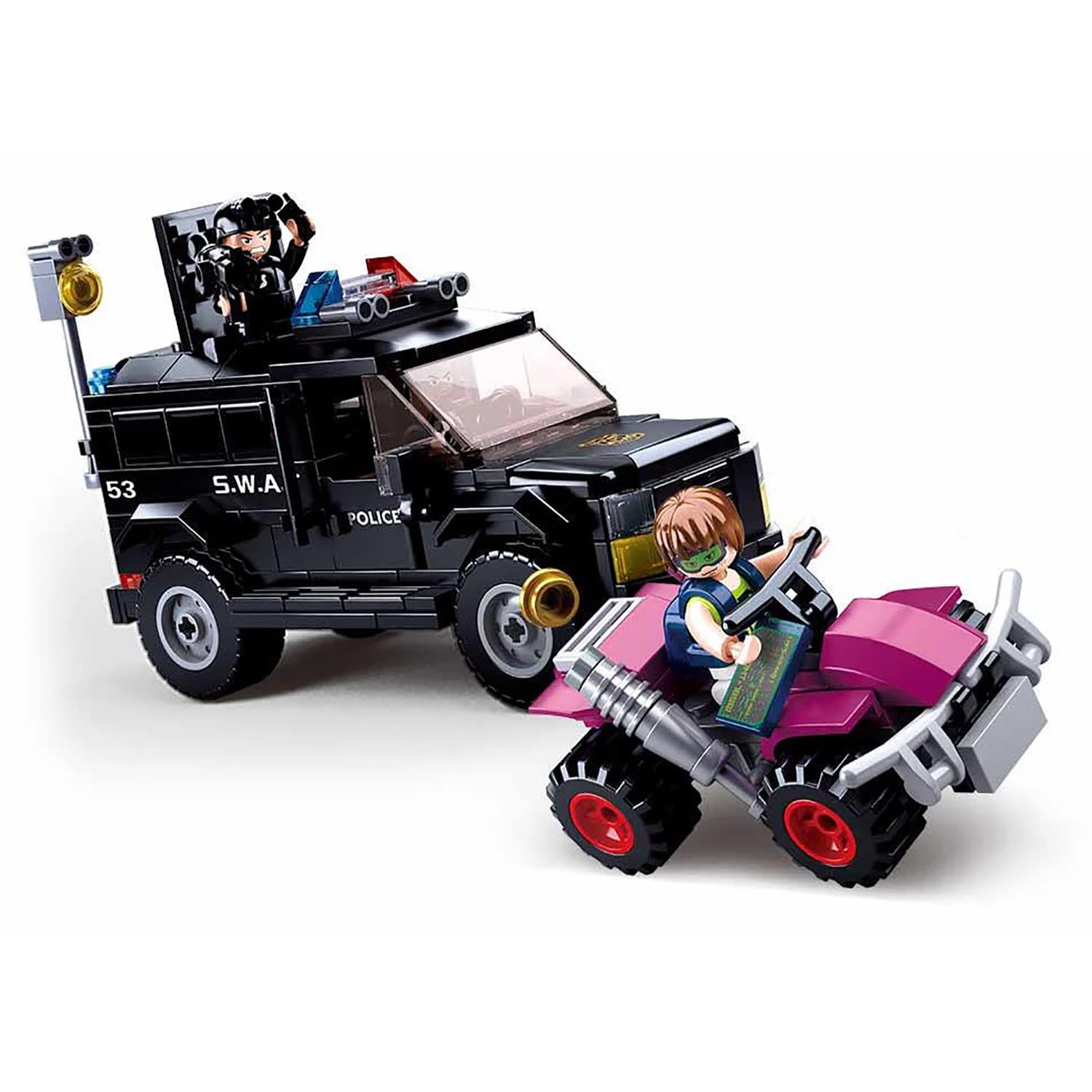 Sluban - Police Truck and ATV Building Blocks Set with 3 Figures, 293 ...