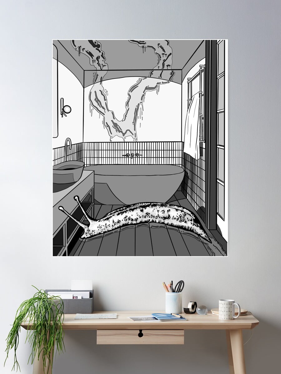 Slug Bathroom Horror Poster Wall Art, Modern Wall Decor For Living Room ...