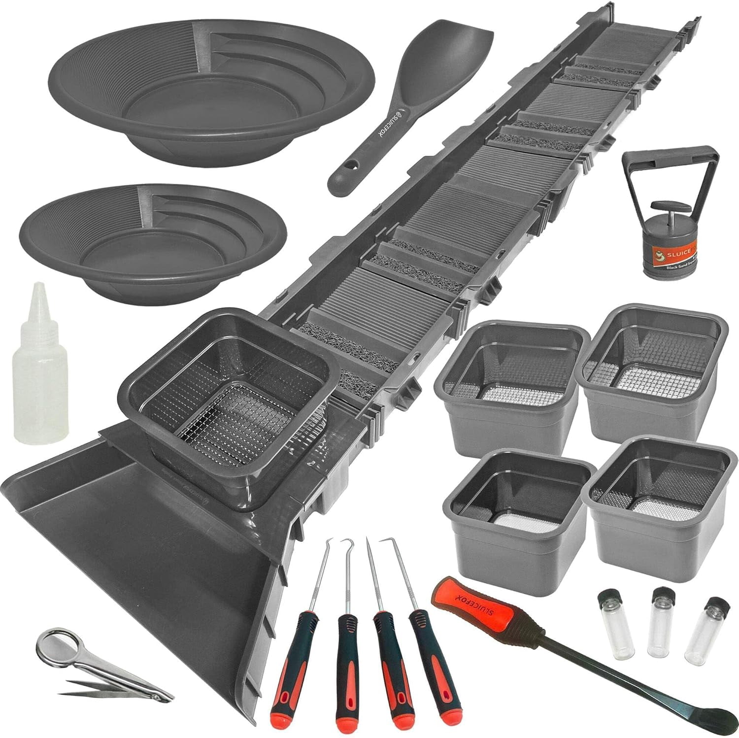 Sluice Box Compact Gold Panning Kit; Portable Sluice Box and 5 ...