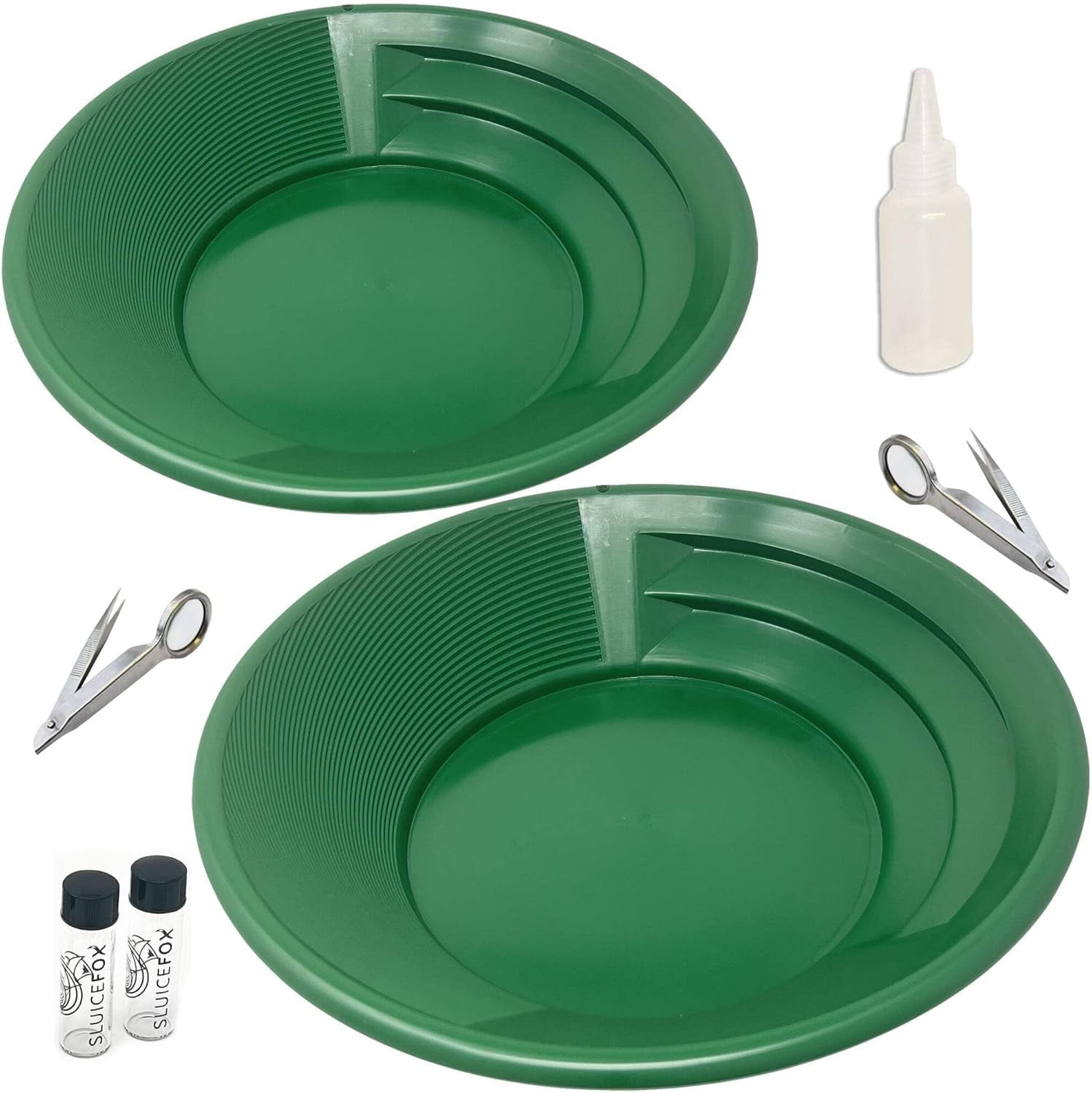 Sluice Fox Gold Panning Kit for Two People; Large 15" Gold Pans, Gold ...