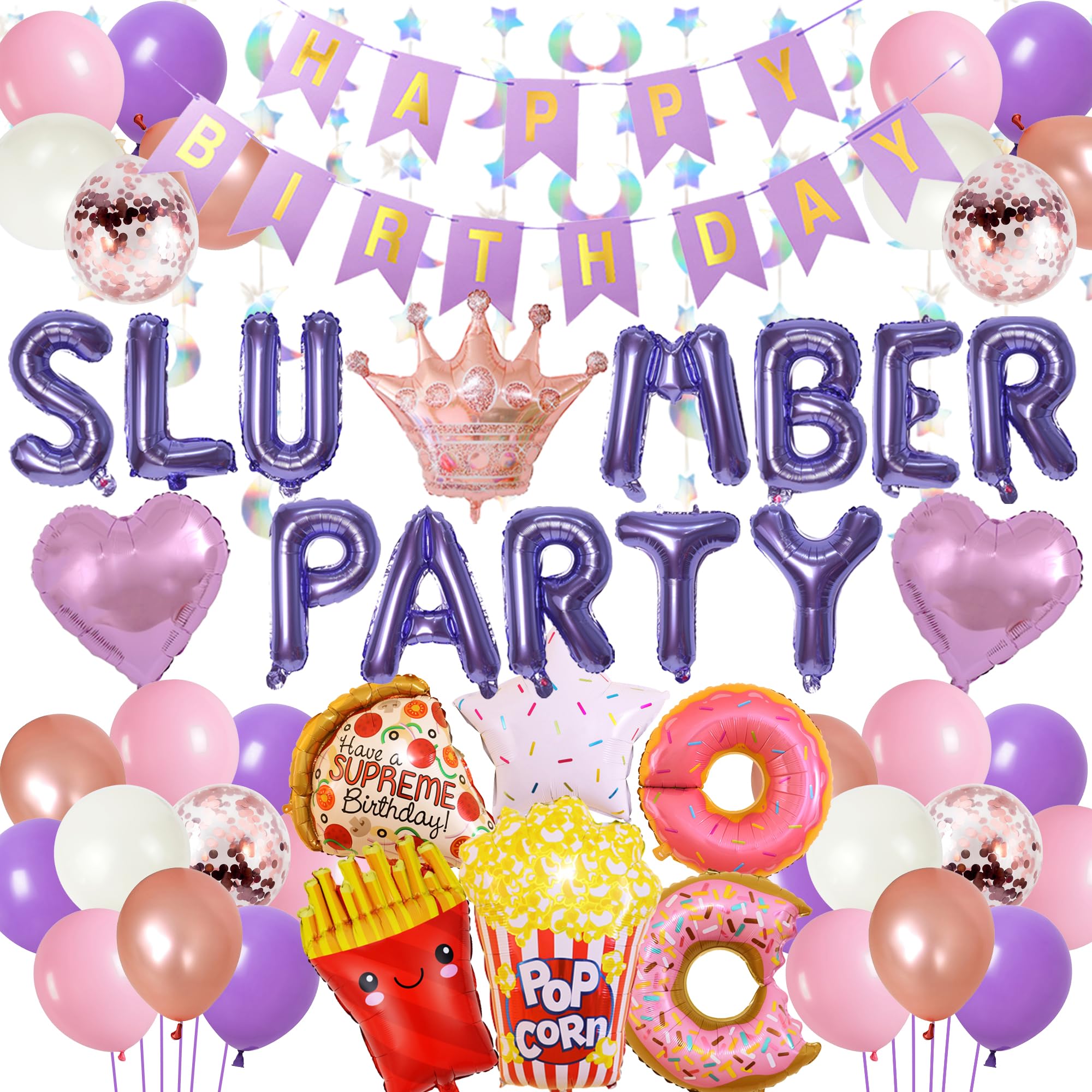 Slumber Birthday Party Supplies DHF10 Girls - Purple Slumber Party ...