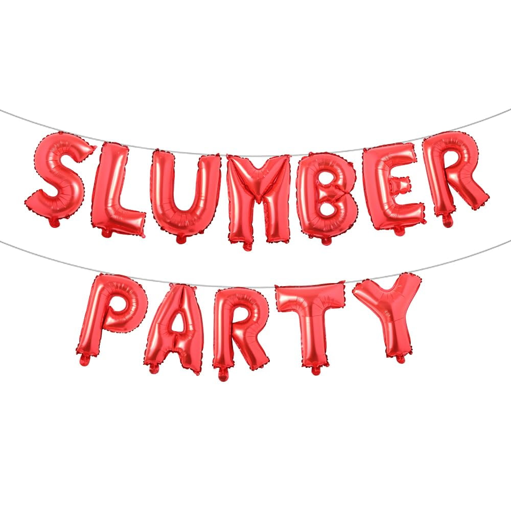 Slumber Birthday Party Supplies Girls Slumber Party Balloon Banner Foil ...