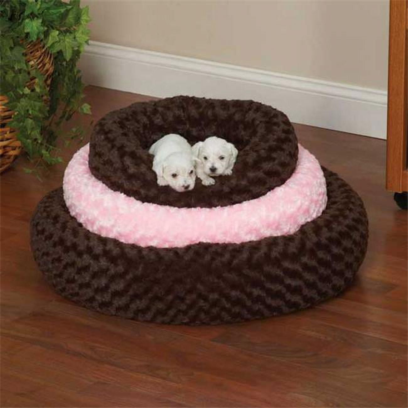 Slumber Pet Swirl Plush Donut Beds - Soft and Cozy Donut-Shaped Beds for Dogs and Cats - Medium ...