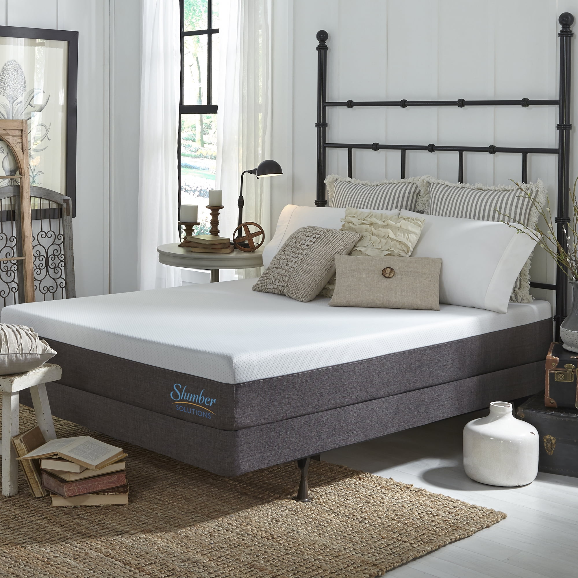 "Slumber Solutions Restore King Size 10"" Gel Foam Mattress, Pressure ...