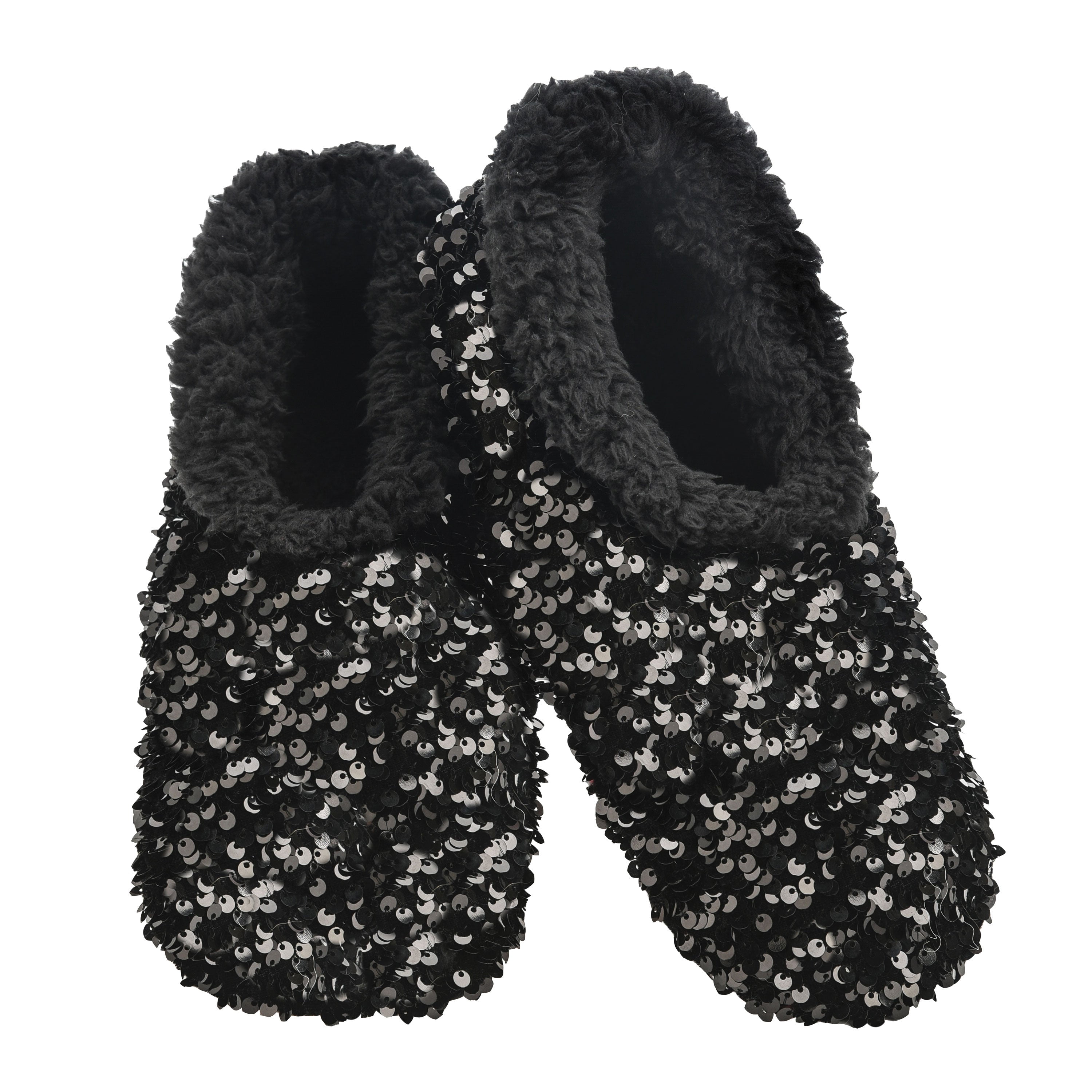 Slumbies Womens Glamorous Bling Black Slipper Sock - Warm Your Feet ...