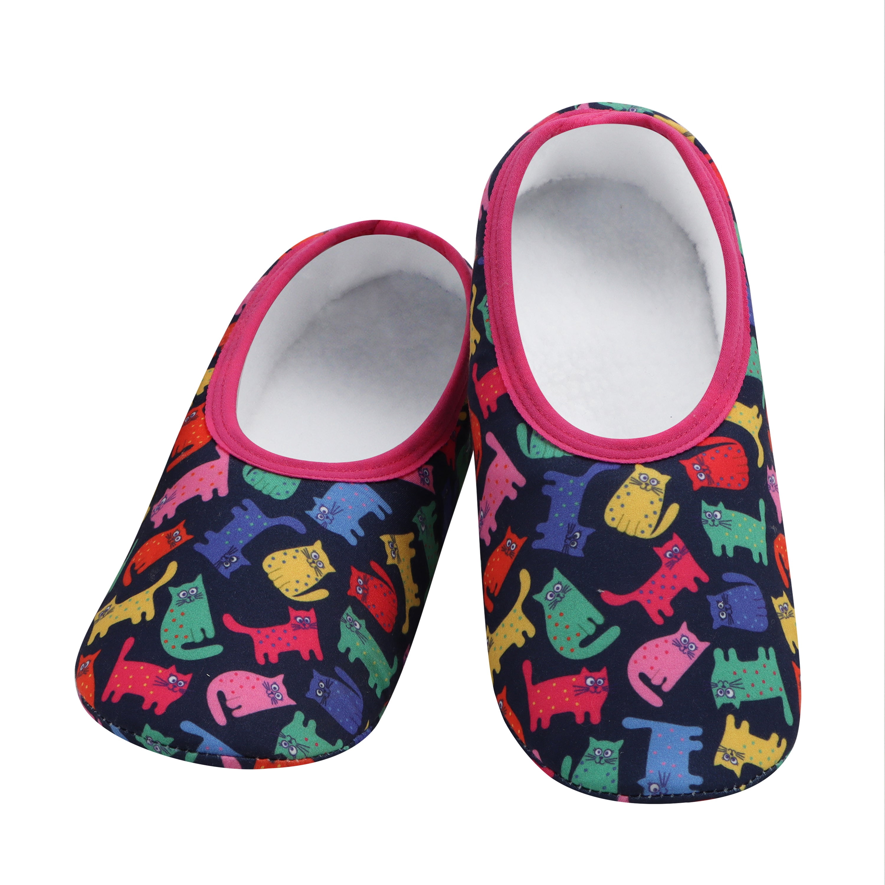 Slumbies Womens Happy Cats Ankle Slipper Sock - Warm Your Feet! (Medium ...
