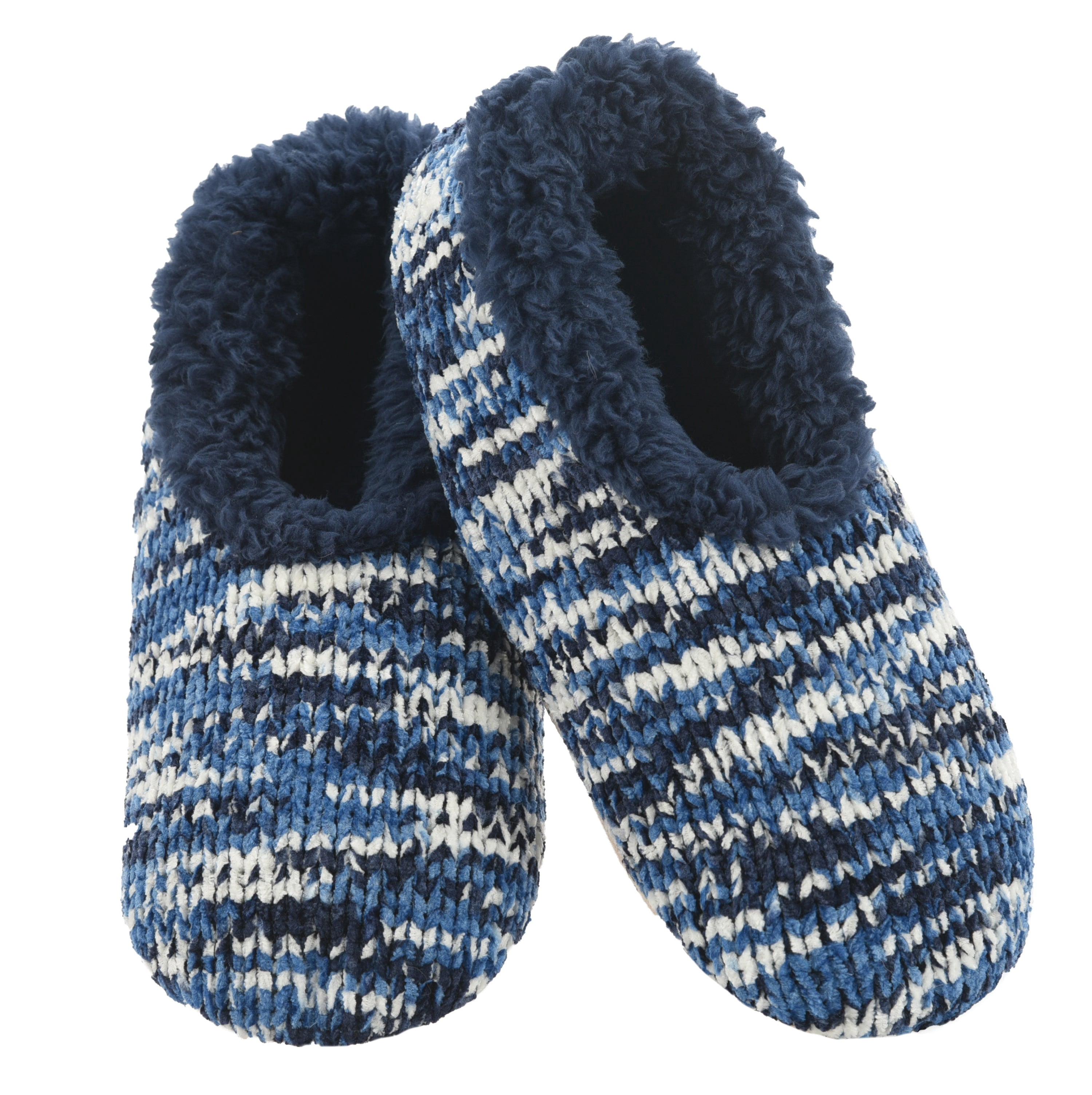 Slumbies Womens Marled Chenille Navy Blue Slipper Sock - Warm Your Feet ...