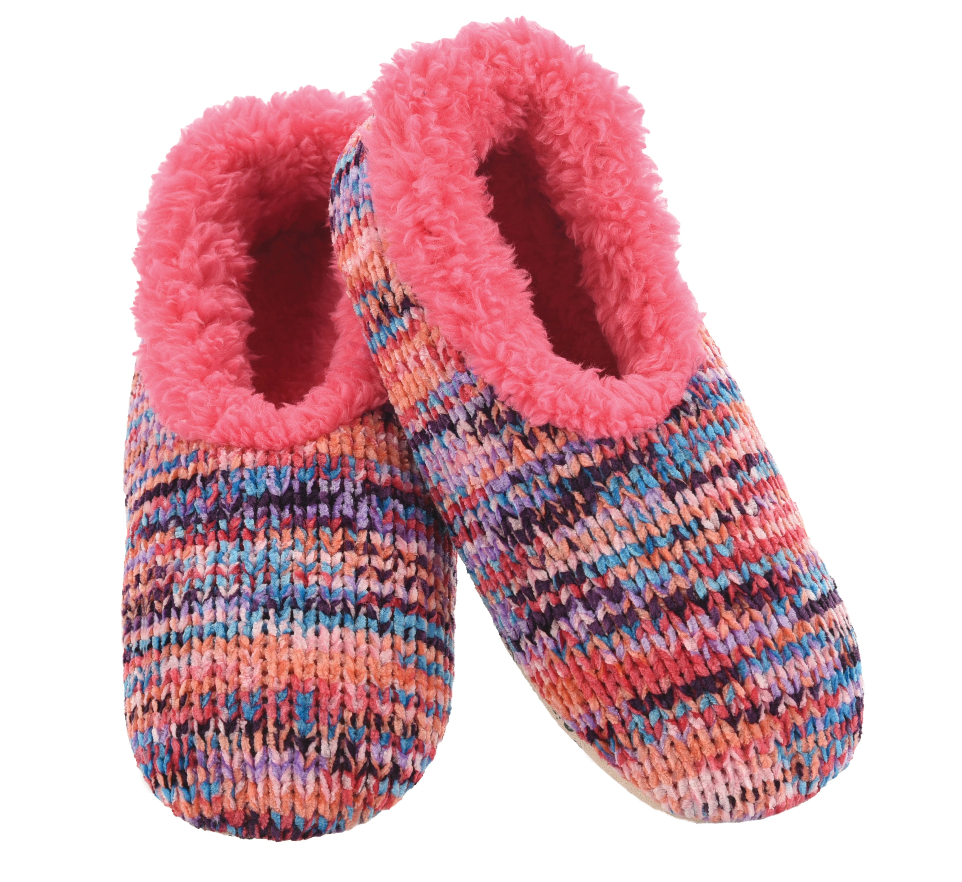 Slumbies Womens Marled Chenille Pink Slipper Sock - Warm Your Feet ...