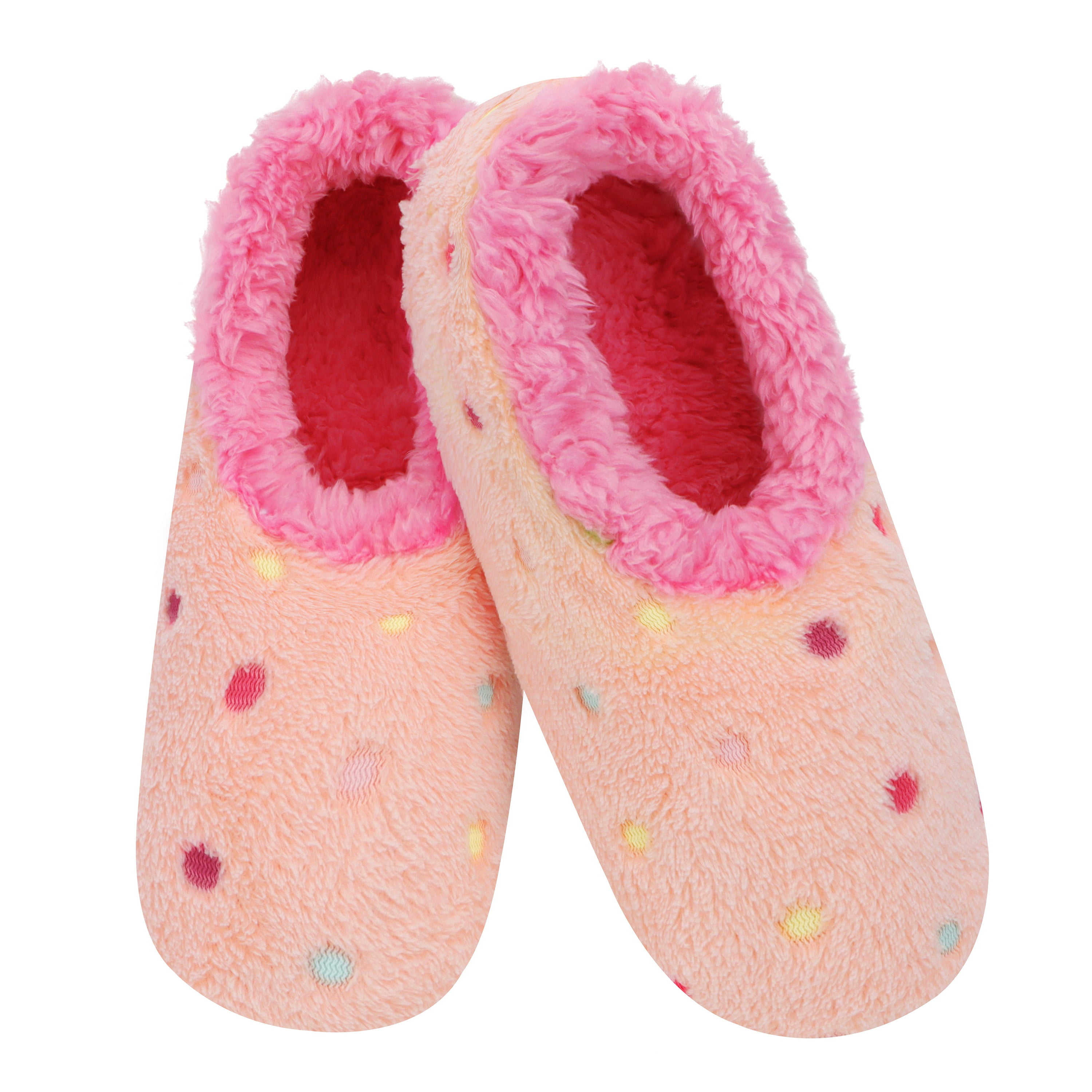 Slumbies Womens Polka Dot Dance Pink Slipper Sock - Warm Your Feet ...